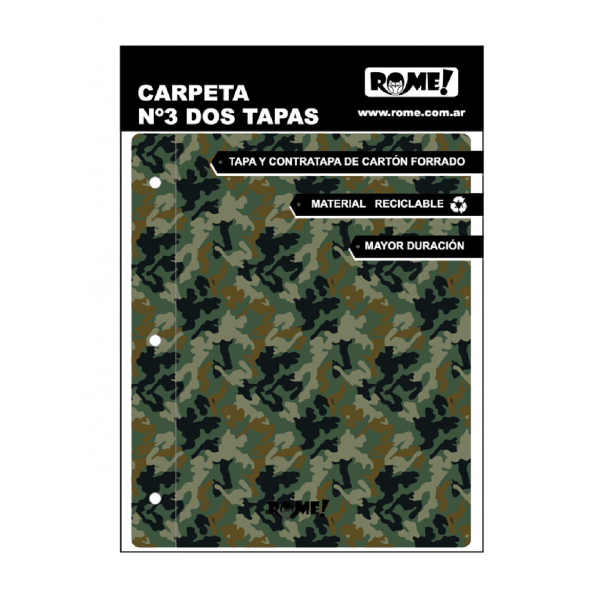 Carpeta N°3 cartone camuflado de dos tapas Rome