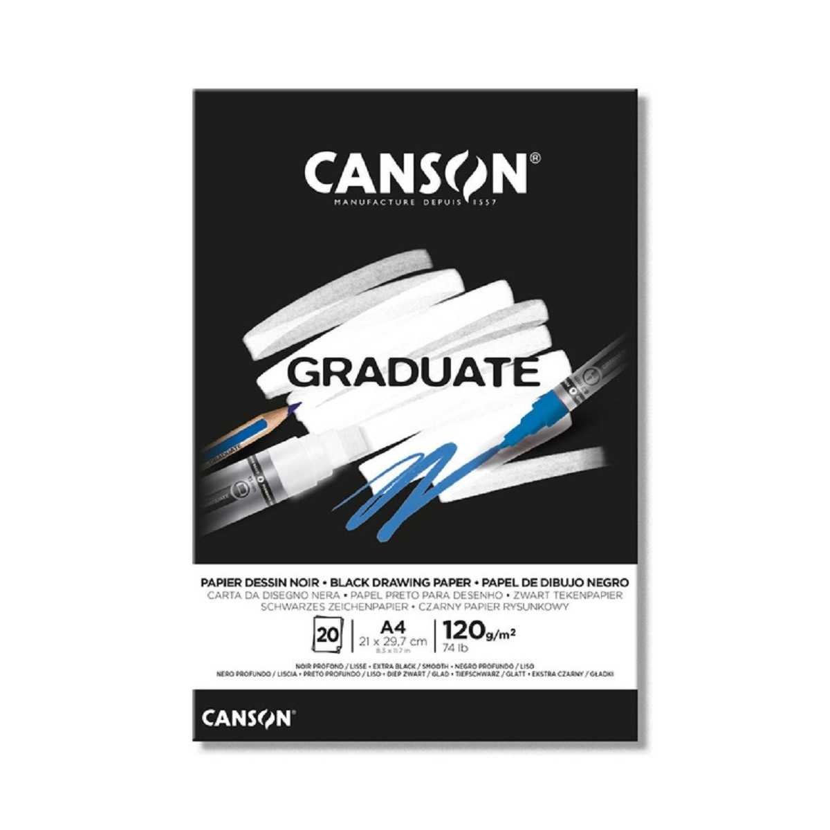 Block A4 de 120 gramos Graduate Noir x20 hojas Canson