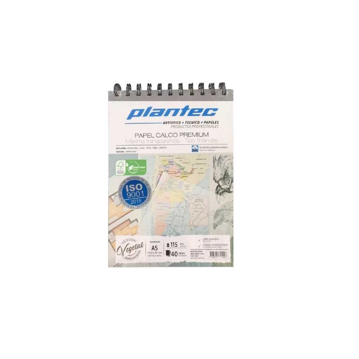 Block A5 para dibujo de 115 gramos Calco x40 hojas anillado Plantec